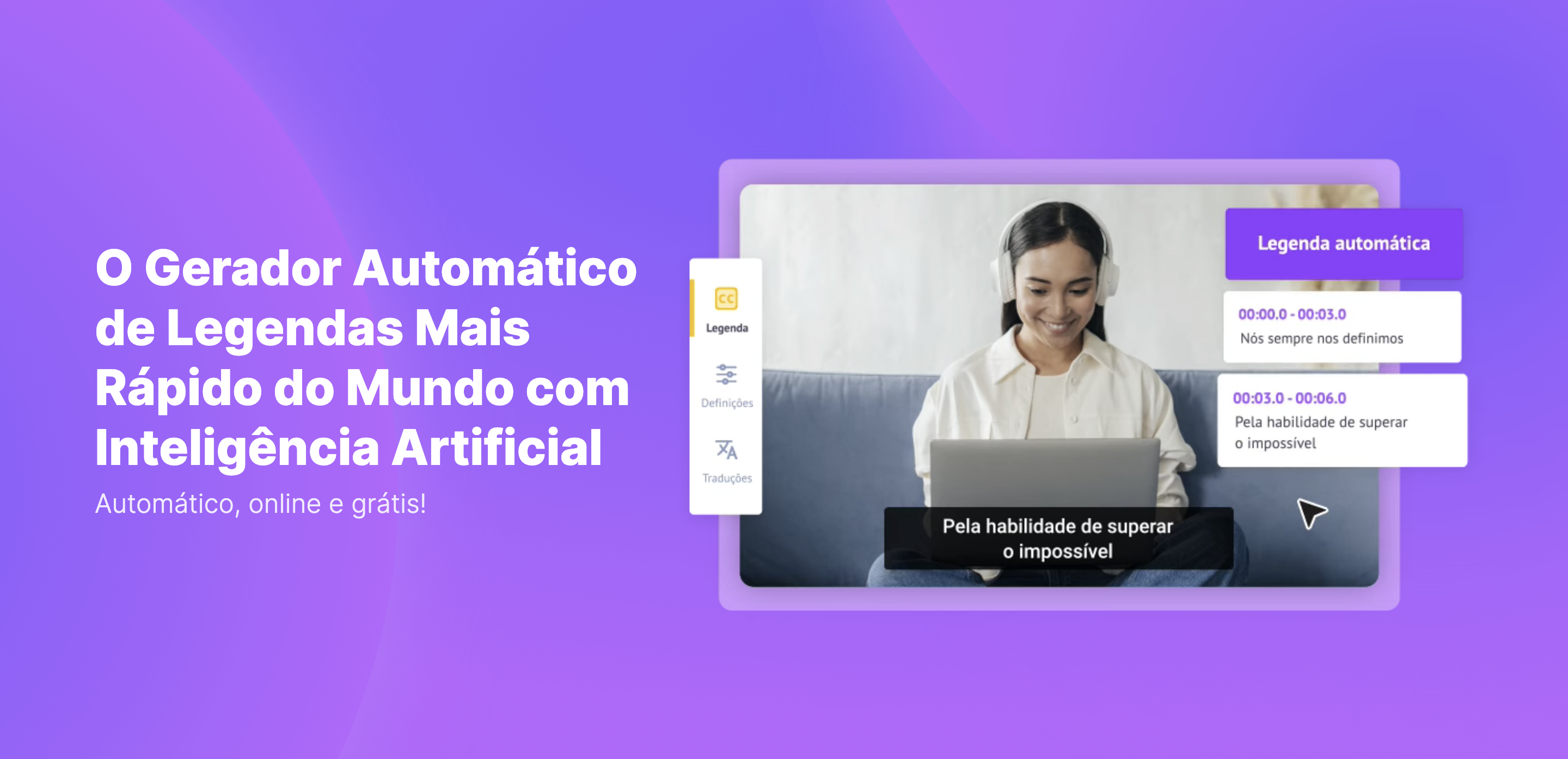 Gerador de legendas nº 1 alimentado por IA - Grátis para usar!